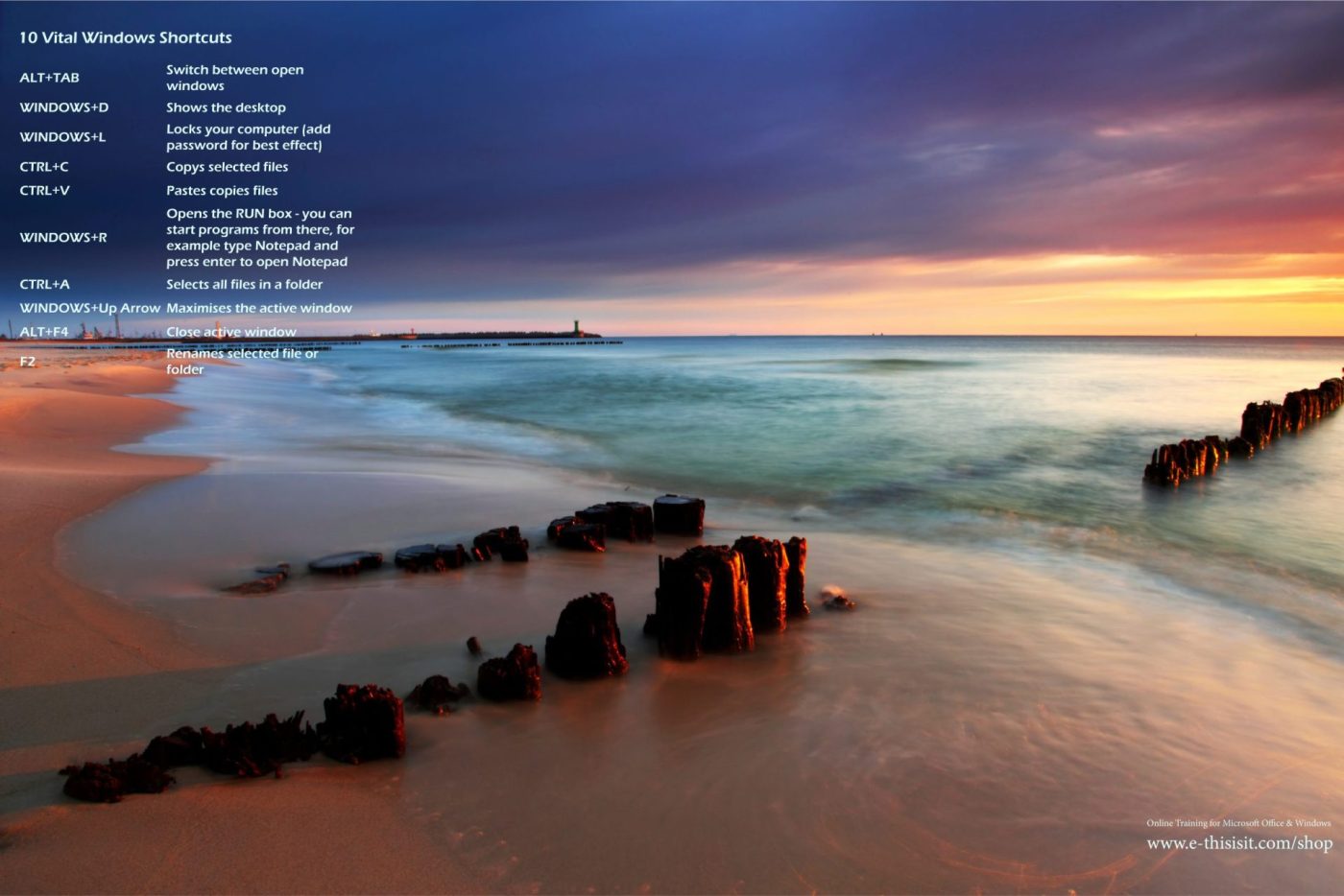 Desktop Wallpaper Cheatsheet – 10 Vital Windows Shortcuts – Upskillhub